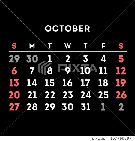 Month Of October Calendar