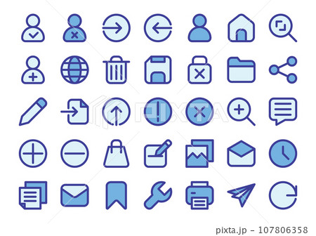 user interface blue color icons set.The...のイラスト素材 [107806358] - PIXTA