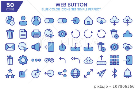 web button blue color icons set. miscellaneous...のイラスト素材 [107806366] - PIXTA