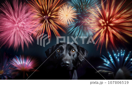 Black dog with expressive sad and frightened...のイラスト素材 [107806519] - PIXTA