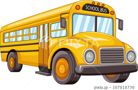 Cartoon school bus on white backgroundのイラスト素材 [107818730] - PIXTA
