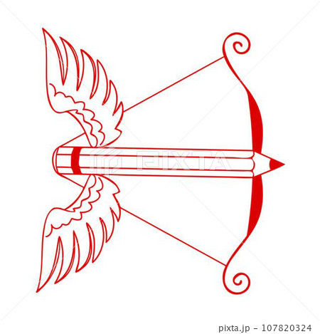 pencil arrow with wings loaded bowのイラスト素材 [107820324] - PIXTA