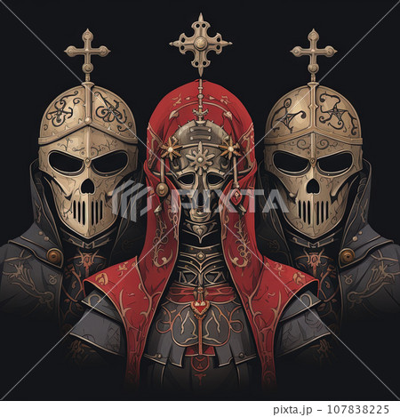 Mystic knight portraits in metal armor. Occult...のイラスト素材 [107838225 ...