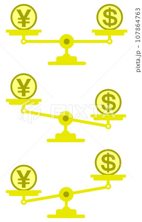 円安と円安の状態を天秤で表示したイラストのイラスト素材 [107864763] - PIXTA