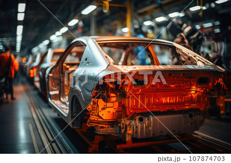 Efficiency in Motion: Robots and Humans in Auto...のイラスト素材 [107874703 ...