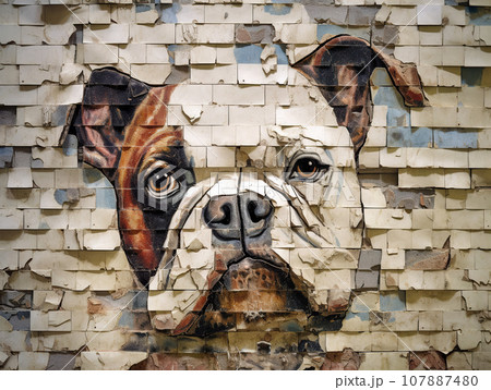 Crack art of bulldog in the wallのイラスト素材 [107887480] - PIXTA