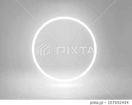 Circle empty frame on bright background. 3d...のイラスト素材 [107892484] - PIXTA