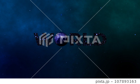 3D animation. Text World and rotating earth....のイラスト素材 [107893163] - PIXTA