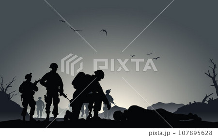 Soldiers on the performance of the combat...のイラスト素材 [107895628] - PIXTA