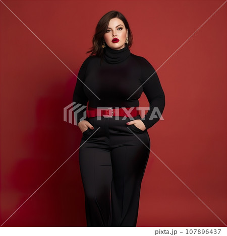 Beautiful young lady plus size model posing on...のイラスト素材 [107896437 ...