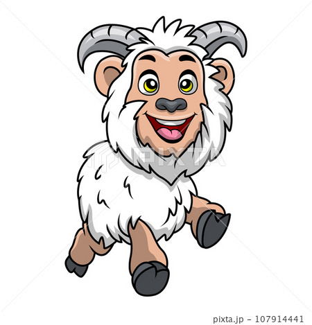 Cute goat cartoon on white backgroundのイラスト素材 [107914441] - PIXTA