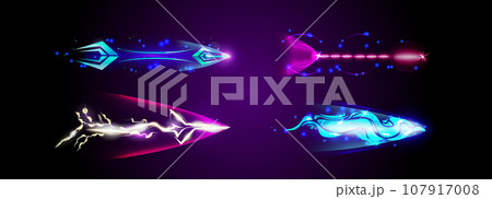 Glowing flying arrow with vfx motion effect.のイラスト素材 [107917008] - PIXTA