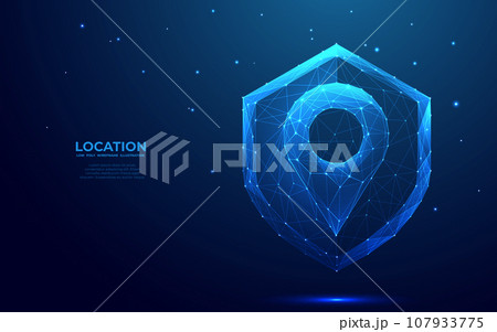 Digital pin on abstract shield. GPS protection...のイラスト素材 [107933775 ...