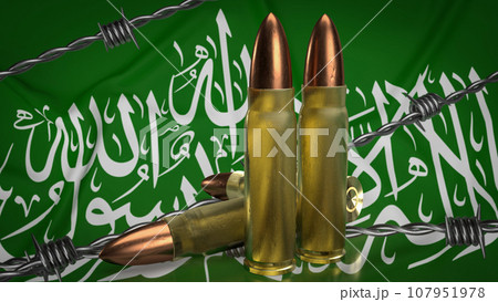 The Hamas flag and bullets image 3d renderingのイラスト素材 [107951978] - PIXTA