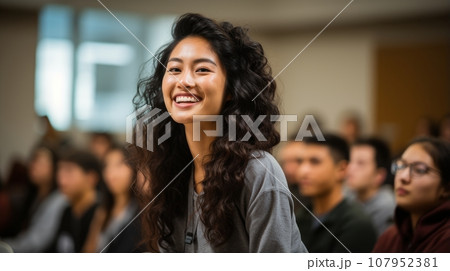 Asian woman speaking at a lectureのイラスト素材 [107952381] - PIXTA