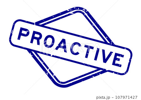 Grunge blue proactive word rubber seal stamp on...のイラスト素材 [107971427 ...