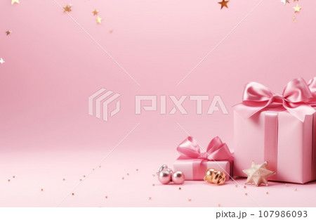 christmas decoration with gifts. flat lay view...のイラスト素材 [107986093 ...