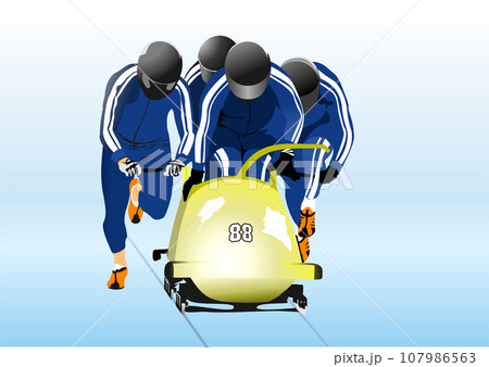 Four men team bobsleigh.のイラスト素材 [107986563] - PIXTA