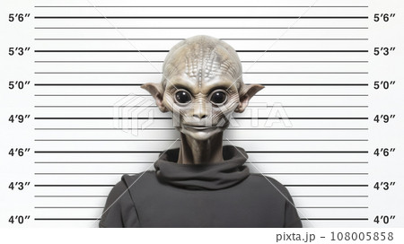 Police mugshot of a gray-skinned alien wearing...のイラスト素材 [108005858 ...