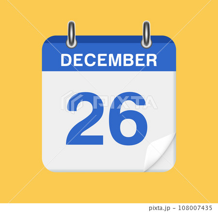 December 26. Calendar date. A leaf of the flip...のイラスト素材 [108007435 ...