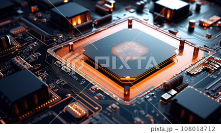 Glowing modern processor. Big illuminated...のイラスト素材 [108018712] - PIXTA
