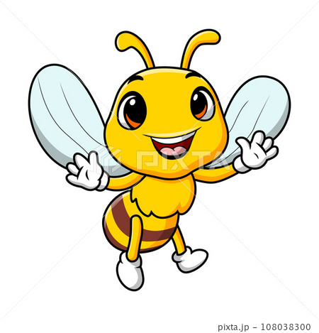 Cute bee cartoon on white backgroundのイラスト素材 [108038300] - PIXTA