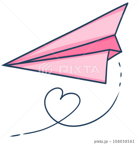 pink paper airplaneのイラスト素材 [108038581] - PIXTA