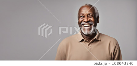 Happy elderly Black man on plain backgroundのイラスト素材 [108043240] - PIXTA
