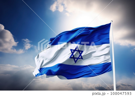 Israel flag with a star of David over cloudy...のイラスト素材 [108047593] - PIXTA