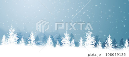 snowy winter trees field bannerのイラスト素材 [108059126] - PIXTA