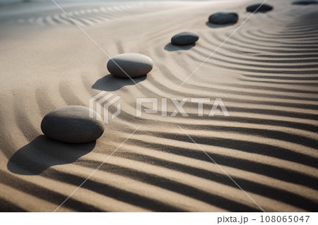 Zen stones in the sand: spa therapy symbolizing...のイラスト素材 [108065047 ...