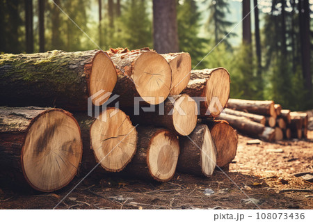 Sawn Off Trees in a Forestのイラスト素材 [108073436] - PIXTA