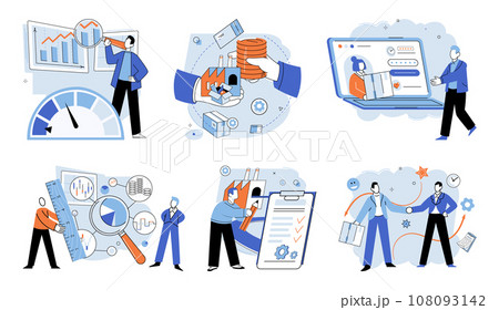 Key metrics. Vector illustration. The report...のイラスト素材 [108093142] - PIXTA
