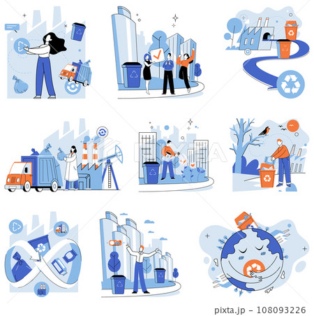 Waste disposal. Vector illustration. Sorting...のイラスト素材 [108093226] - PIXTA