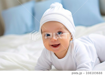 Chirpy Charmer adorable baby girl with blue...のイラスト素材 [108103688] - PIXTA