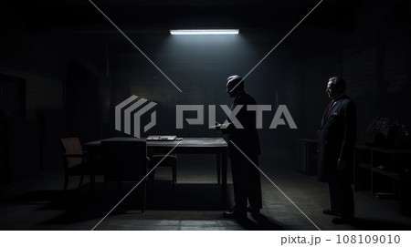 People in a dark room discussing somethingのイラスト素材 [108109010] - PIXTA