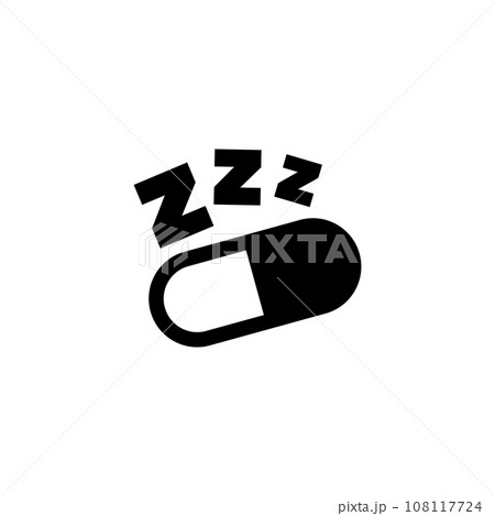 Sleeping Pill Capsule with zzz text. Flat...のイラスト素材 [108117724] - PIXTA