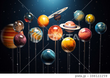 Lollipop candies as planets of solar system....のイラスト素材 [108122259] - PIXTA