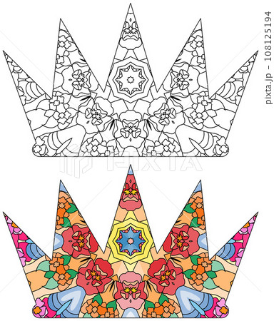 Zentangle stylized crown for coloring. Hand...のイラスト素材 [108125194] - PIXTA