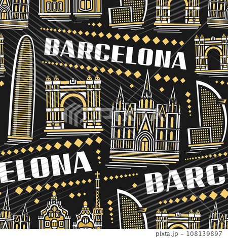 Vector Barcelona Seamless Patternのイラスト素材 [108139897] - PIXTA