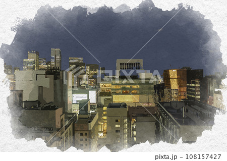 水彩画風 銀座 GSIXからの眺望 銀座三丁目方面 東京都中央区のイラスト素材 [108157427] - PIXTA