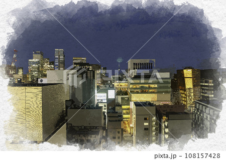 水彩画風 銀座 GSIXからの眺望 銀座三丁目方面 東京都中央区のイラスト素材 [108157428] - PIXTA