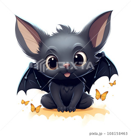 Cute baby bat illustration with white backgroundのイラスト素材 [108158463] - PIXTA