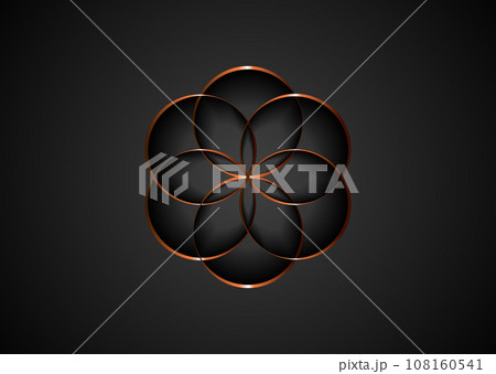 Esoteric Flower of Life in bronze colored, logo...のイラスト素材 [108160541 ...