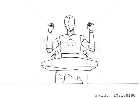 Continuous one line drawing smart robotic...のイラスト素材 [108168190] - PIXTA