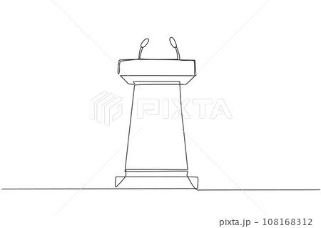 Single continuous line drawing podium with two...のイラスト素材 [108168312 ...