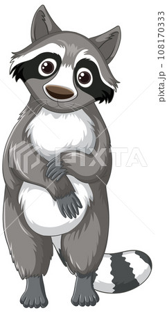 Cheerful Raccoon Cartoon Character Standing on...のイラスト素材 [108170333 ...