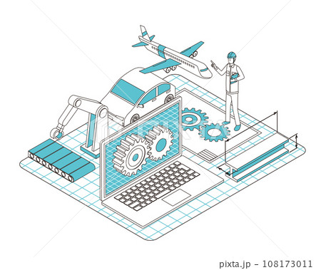機械CAD設計のイメージイラストのイラスト素材 [108173011] - PIXTA