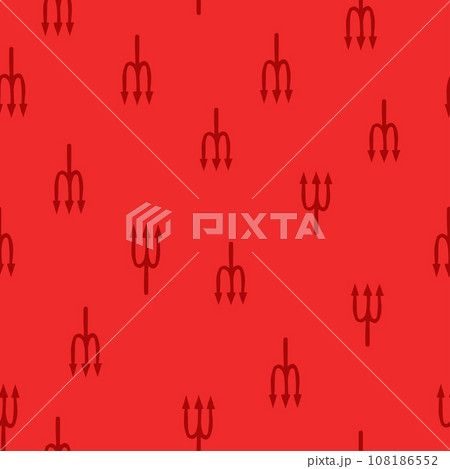 Vector seamless pattern with devil fork on red....のイラスト素材 [108186552 ...