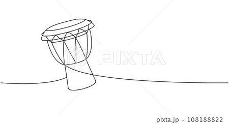 Djembe drum, bongo, congo one line continuous...のイラスト素材 [108188822] - PIXTA